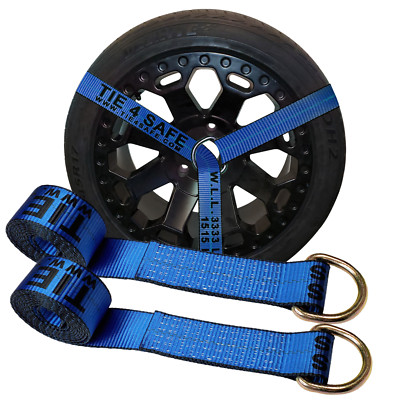 2 Pack 2" x 10' Lasso Strap w/ D Ring Auto Tie Down Wheel Lift Tow ...