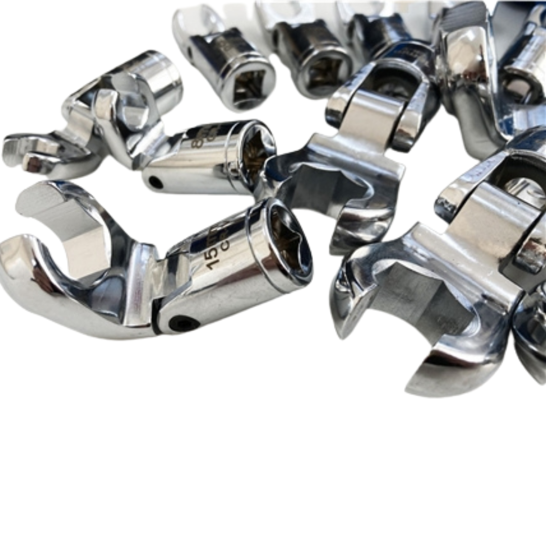 Crows Foot Socket Wrench Set 3/8 Inch DR 12 Pc Flexible Head Style 8 ...