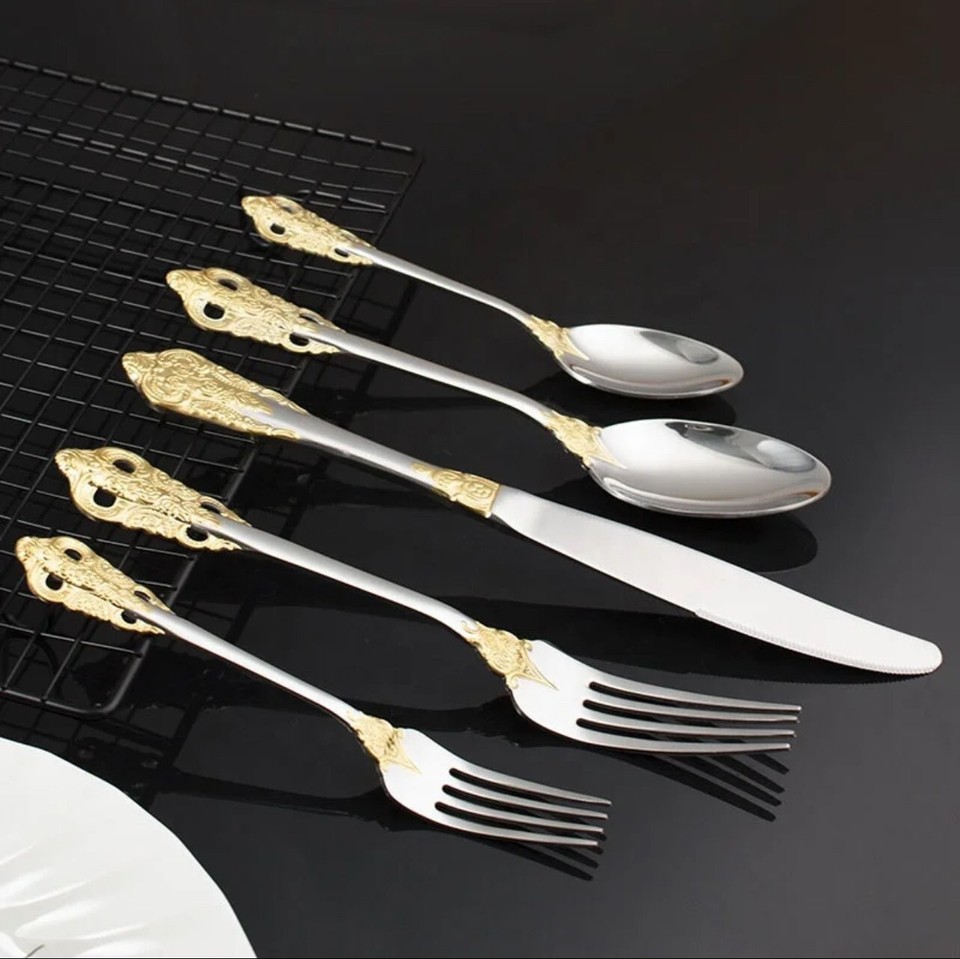 Luxury Royal 30 Pcs Silverware Set, Premium 304 Stainless Steel. (Gold ...