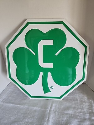Vintage CLEARY BUILDING Sign Shamrock Advertising;14 5/8"D OCTAGON ...