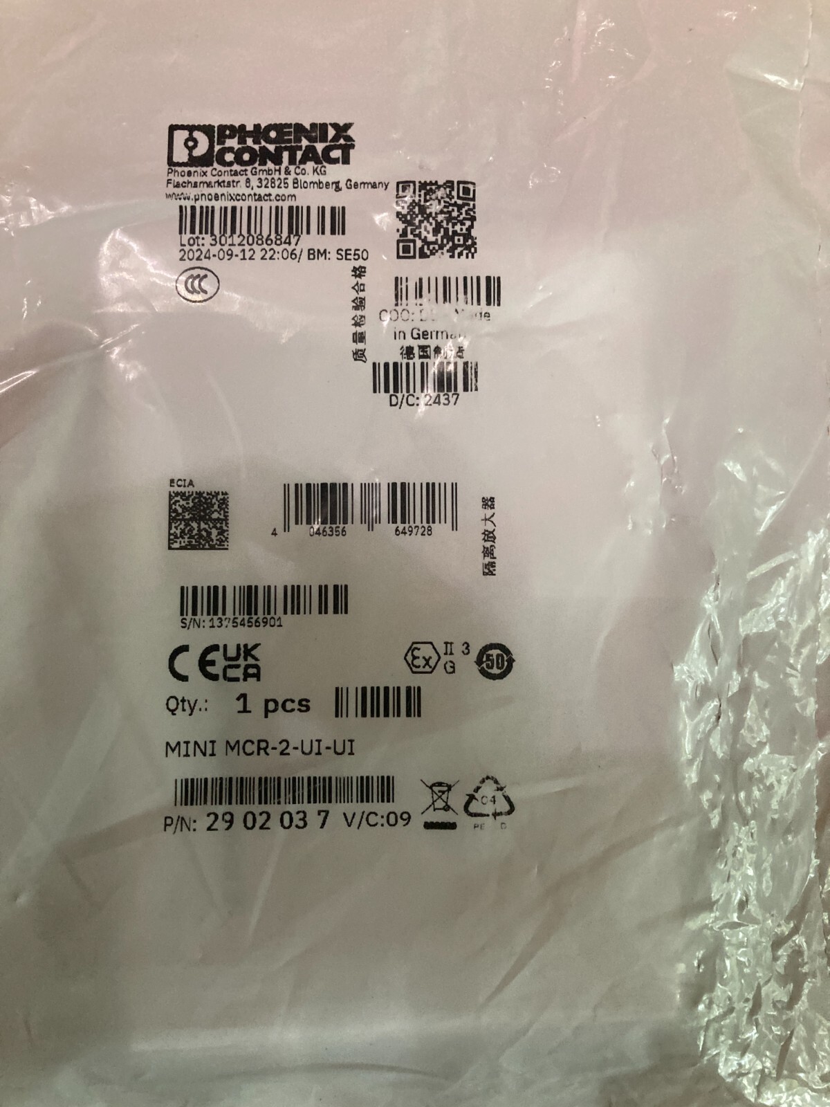 Phoenix Contact 3-Way Signal Conditioner MINI MCR-2-UI-UI (2902037) for ...