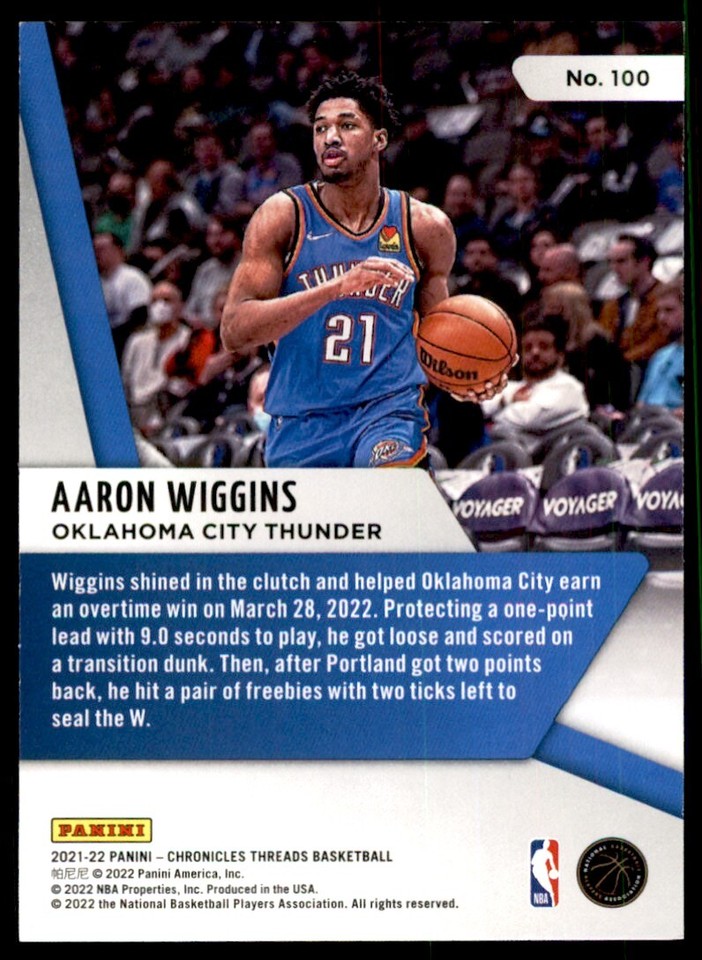 2021-22 Panini Threads Aaron Wiggins Basketball Cards #100 | eBay