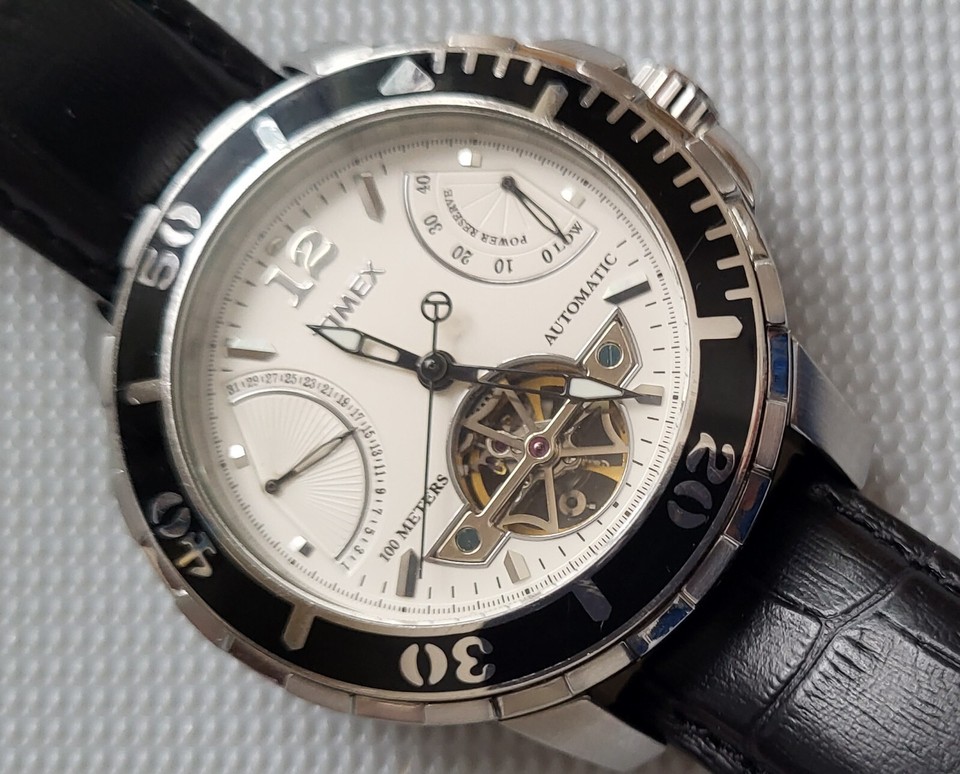 Timex automatic power reserve open heart watch | eBay