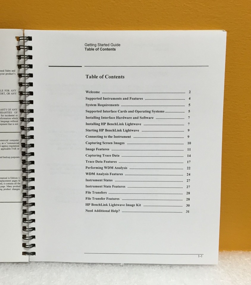 HP / Agilent N1031-90001 N1031A BenchLink Lightwave Getting Started Guide | eBay