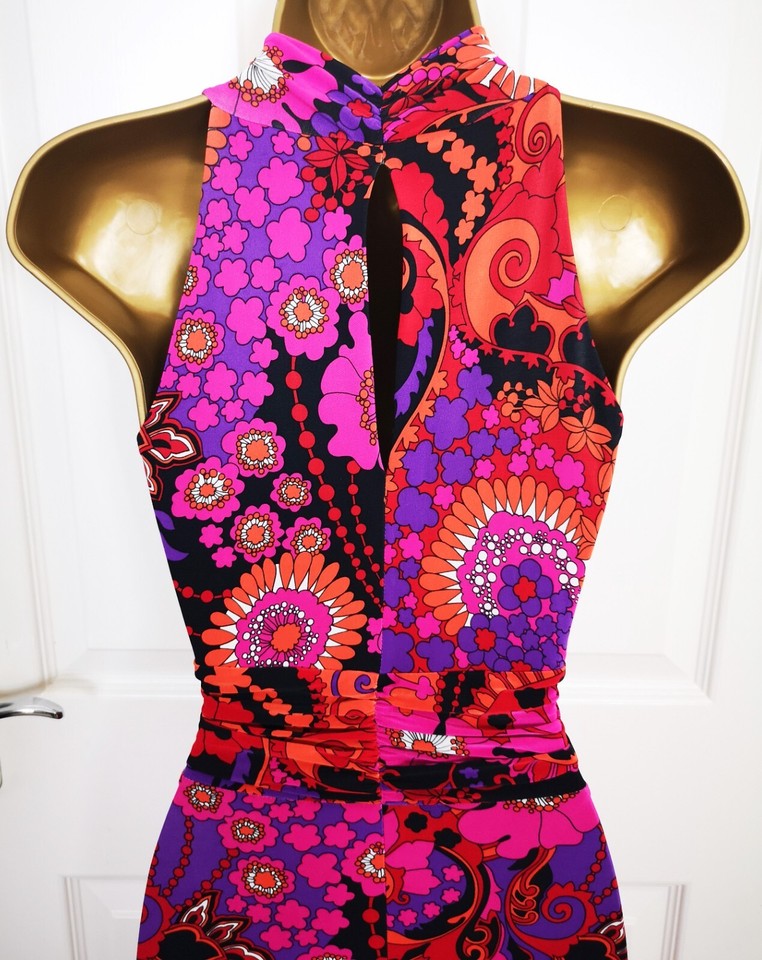 Phase Eight long pink purple multi coloured floral paisley maxi dress ...