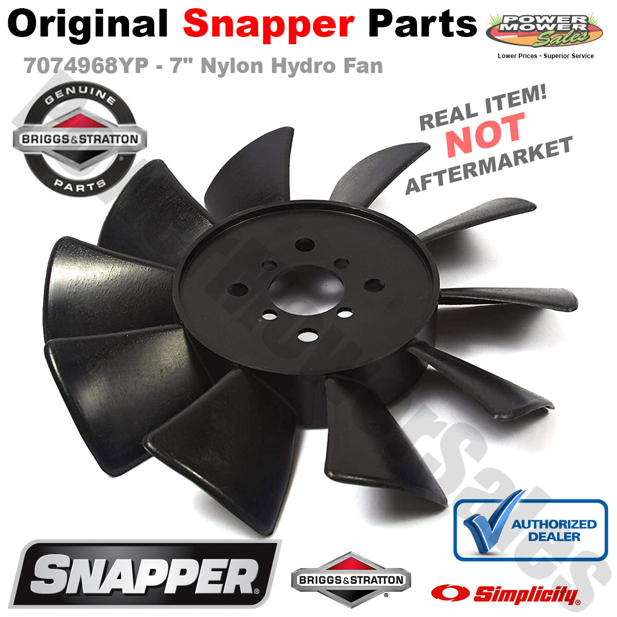 Genuine Snapper Rider Mowers 7” Nylon Fan for Lawn Mowers / 7074968YP ...
