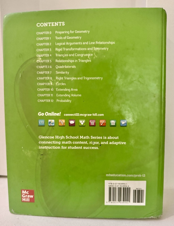 Glencoe Geometry Book 2018 Student Edition (ISBN 9780079039941 ...