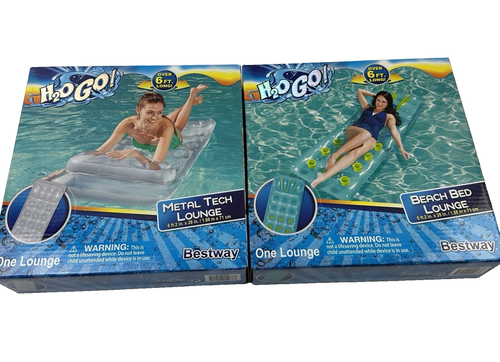 (2) Bestway H2O Go Beach Bed Lounge swimming pool float 69”x 25”x 10 ...