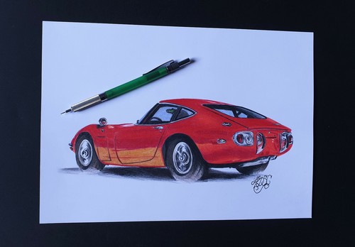 Dessin illustration original unique aux crayons de couleur -toyota ...