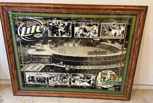 Giant Miller Lite Beer Lambeau Field 50th Anniversary Mirror Green Bay ...