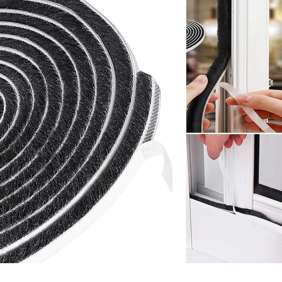 Door Window Seal Brush Strip Self 5 Meter Weatherproof Polyester Fiber ...