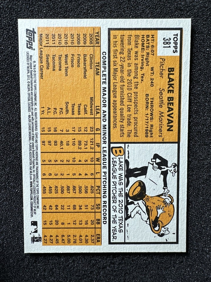 BLAKE BEAVAN #381 2012 Topps Heritage Baseball QTY Seattle Mariners | eBay