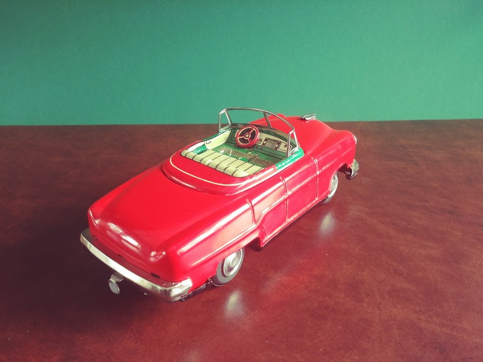 Scarce 1950s TN Nomura Japan Tin Battery Open Car Ford Tinplate w/ Or ...