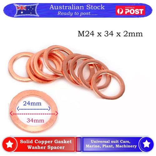 24mm Copper Washer Crush Sump Plug M24 x 34x2mm Banjo Bolt Industrial ...