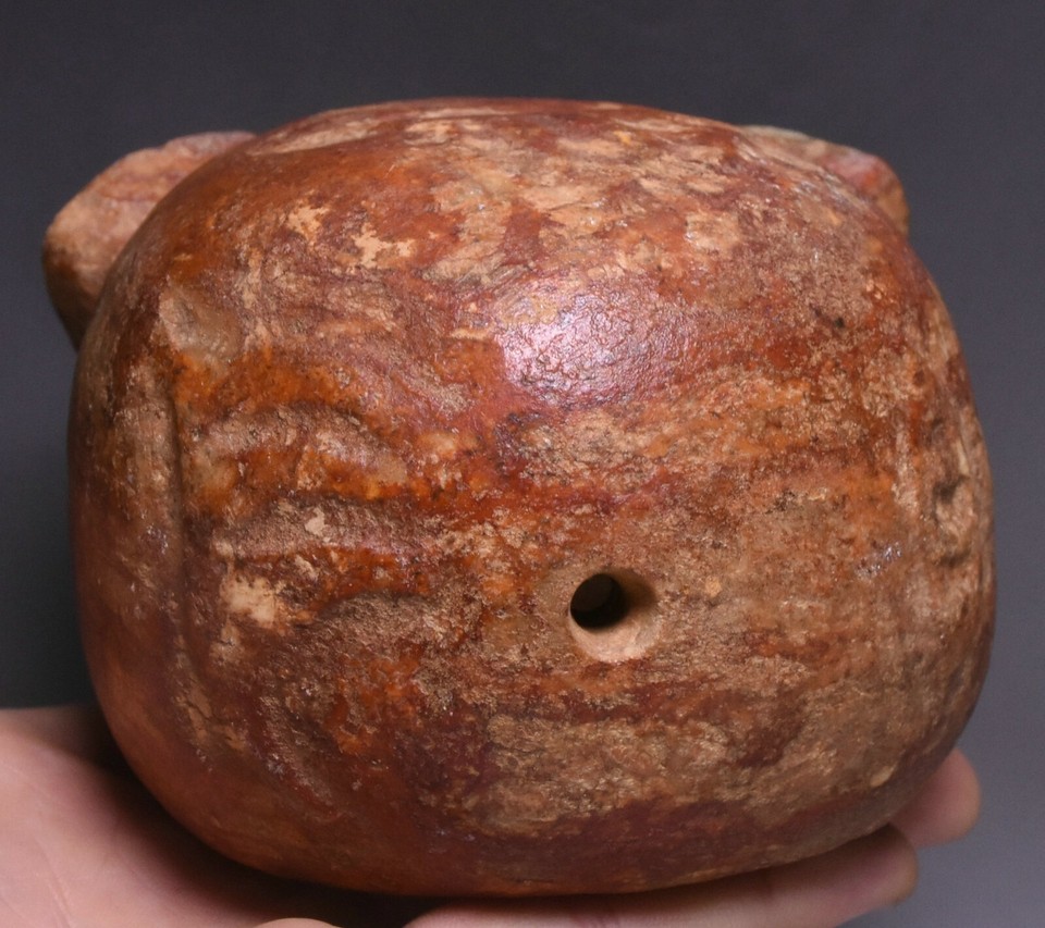 10CM China Hongshan Culture Old Jade Carving Skeleton Devil Skull Head ...