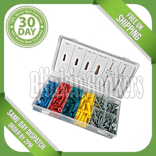 285PC WALL PLUGS SET ASSORTED MIXED RAW DRILL PLUGS ANCHORS AND WITH ...