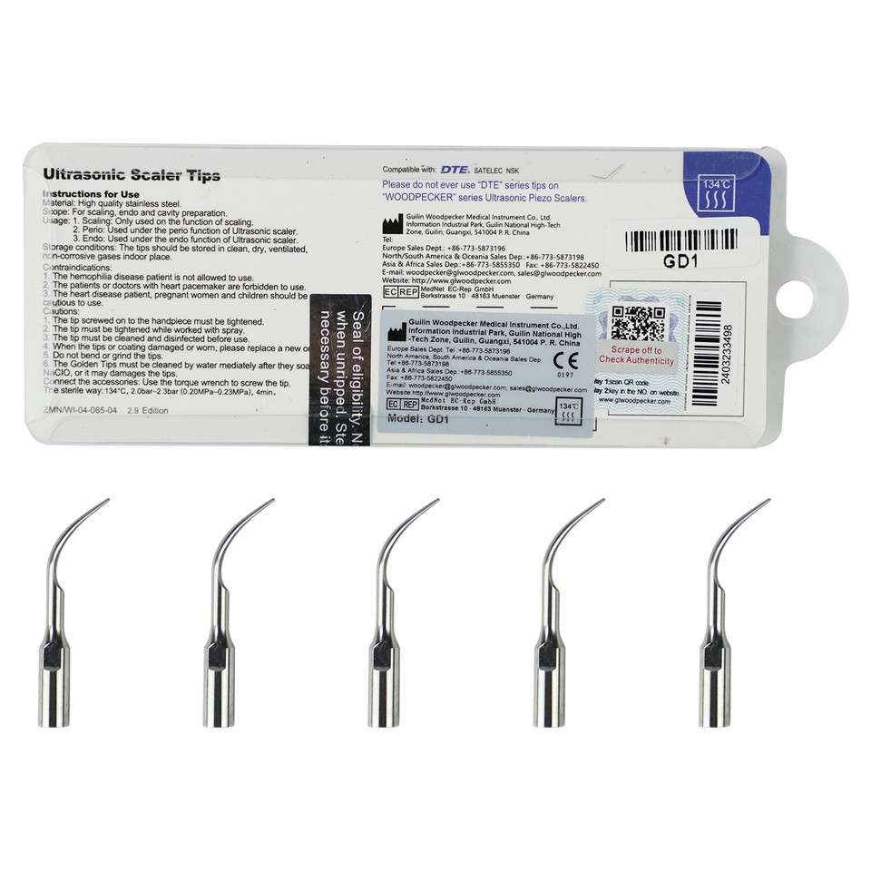 1/5X Woodpecker DTE Dental Ultrasonic Scaler Tips fit NSK Satelec PD1 ...