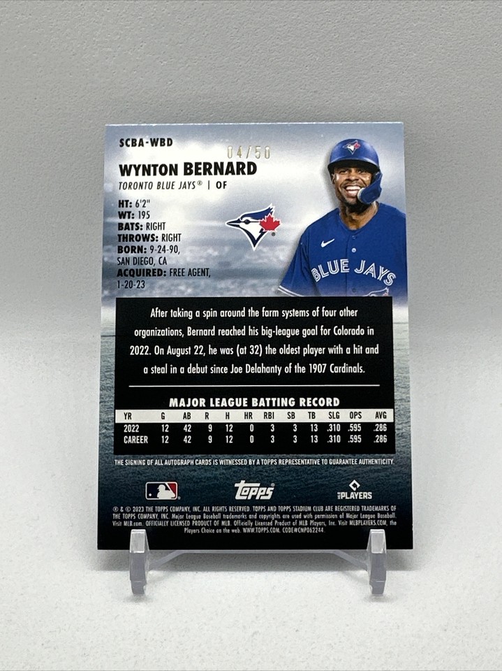 2023 Topps Stadium Club Wynton Bernard Red Foil Auto /50 SSP - Toronto ...