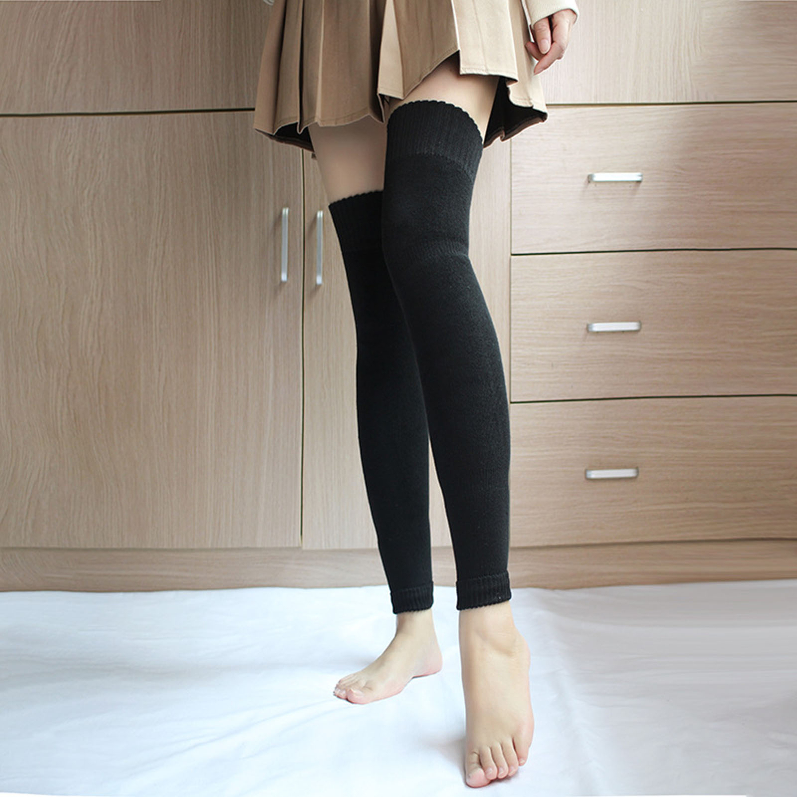 1 Pair Women Leg Socks Slim Fit Keep Warm Over Knee Knitting Leg Socks ...