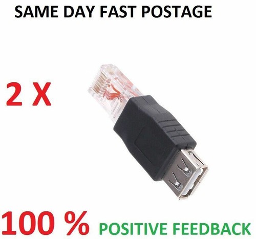 2x Portable USB to RJ45 Adapter USB2.0 Female to Ethernet RJ45 Male ...