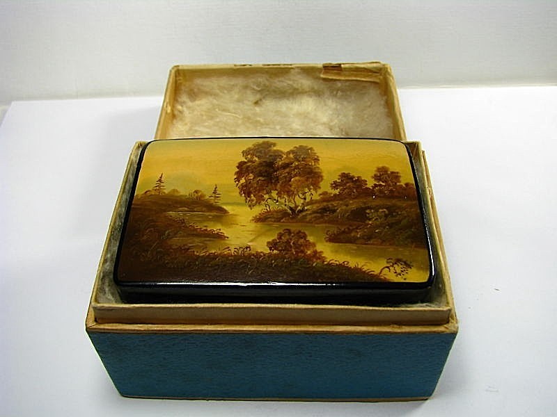 SOVIET RUSSIAN PAPER MACHE LACQUER SNUFF BOX SNUFFBOX Fedoskino ...