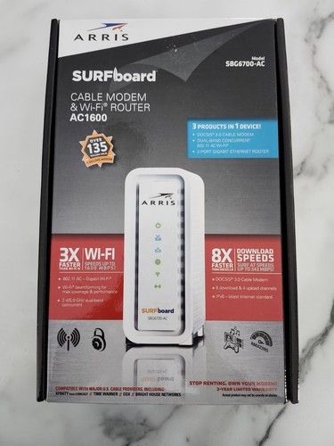 🖱ARRIS Surfboard Docsis 3.0 Cable Modem And AC1600 Dual Band Wi-Fi ...