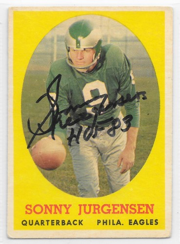 Sonny Jurgensen (D) Signed 1958 Topps Rookie Card HOF Philadelphia ...