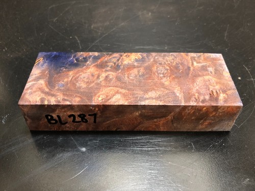 BL287 STABILIZED Double Dyed Maple Burl Knife Block Handle Pistol Grip ...