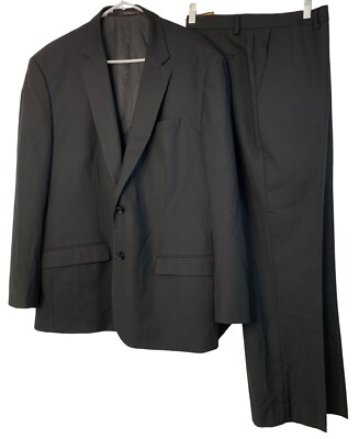 Vitarelli 52R Men's Black Suit Set Jacket Pants Polyester Viscose EUC ...