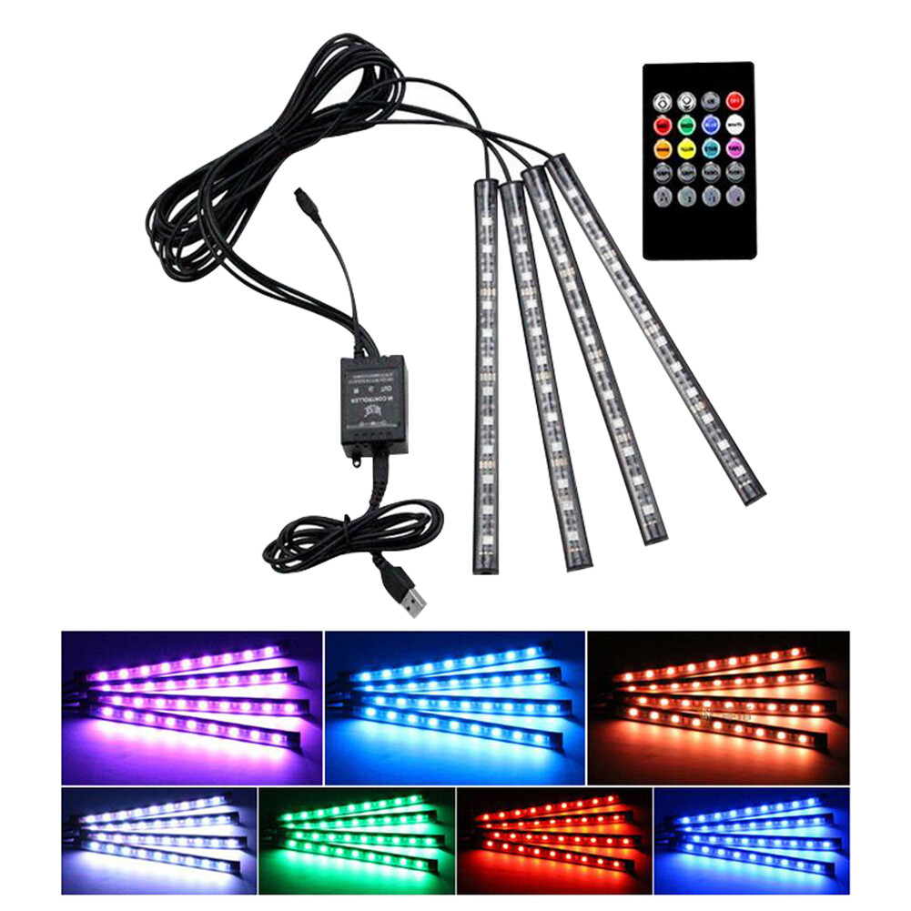 Interior Decor Floor DIY Leds Remote Control Colorful RGB Car Strip ...