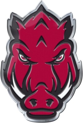 Arkansas Razorbacks Color Emblem Sticker Decal Aluminum Metal Car Truck ...