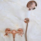 Red Copper Wall Mounted Bathroom Faucet Shower Mixer Tap Hand Shower ...