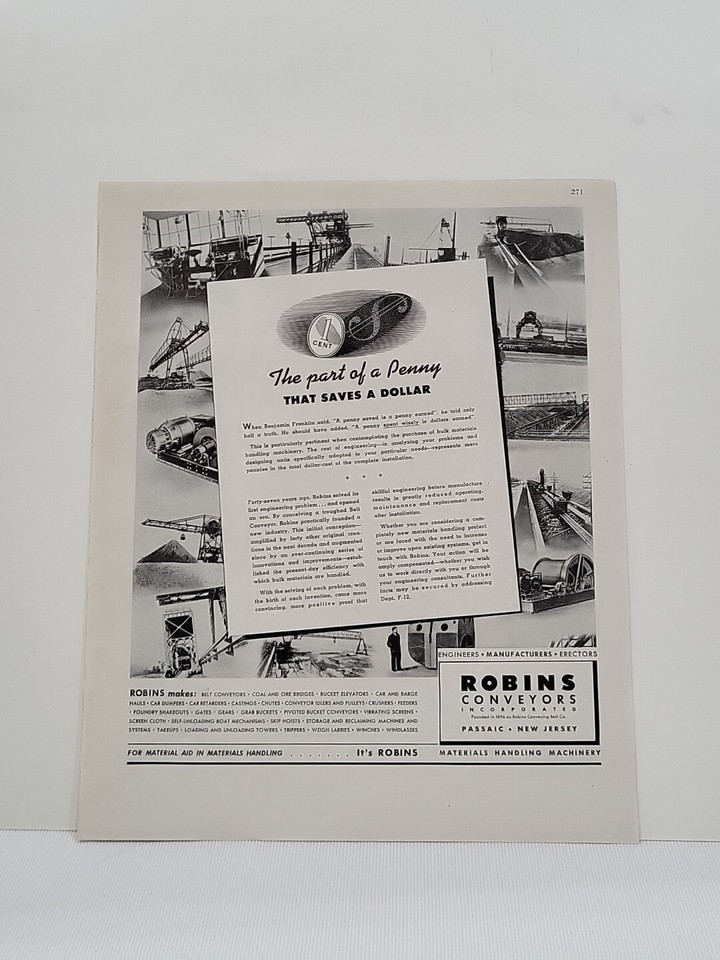 1943 Robins Conveyors Fortune WW2 Print Ad Industry Bridges ...