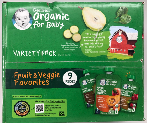 Lot of 2 Packs Gerber Organic Fruit Veggie Variety Pack 3.5 Oz Pouch ...