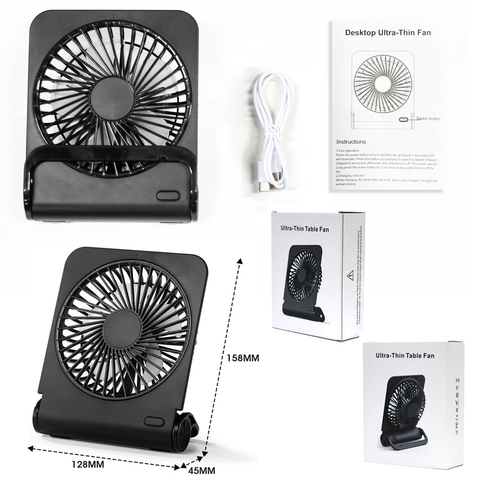 6 Inch USB Desk Table Fan Portable Ultra-Thin fan Quiet Mini Fans 4 ...