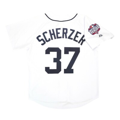 Max Scherzer 2012 Detroit Tigers World Series Home White Jersey Mens