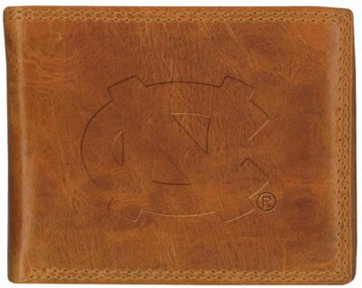 Men's North Carolina Tarheels UNC Wallet Billfold Genuine Leather Tan ...