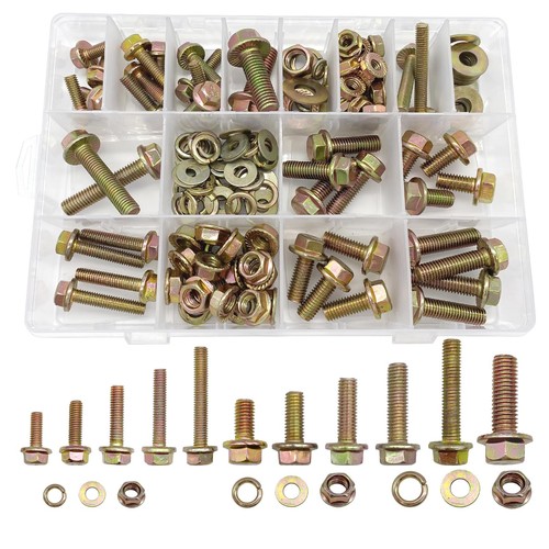 170pcs Metric Flange Bolt Assortment, Hex Bolts and Nuts Kit, M6 M8 M10 ...