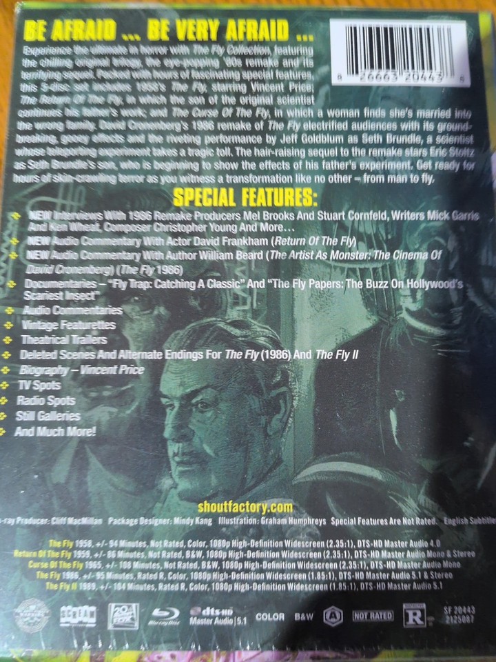 The Fly Collection Blu-ray Box Set Scream Factory New Sealed See Pics ...