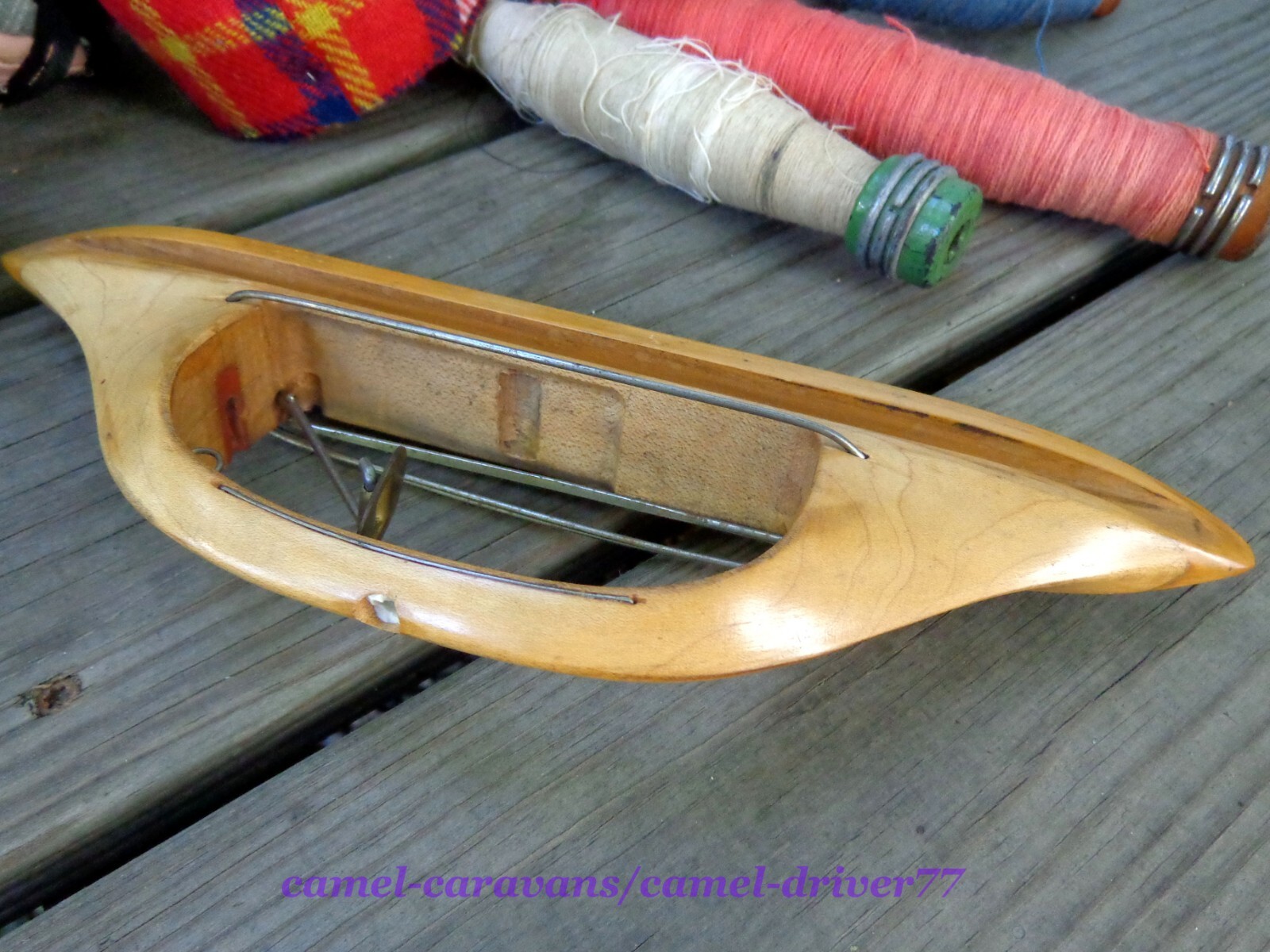 Lot of 9 VINTAGE Wooden SHUTTLE Bobbin TEXTILE Wool Fabric THREAD Spool ...