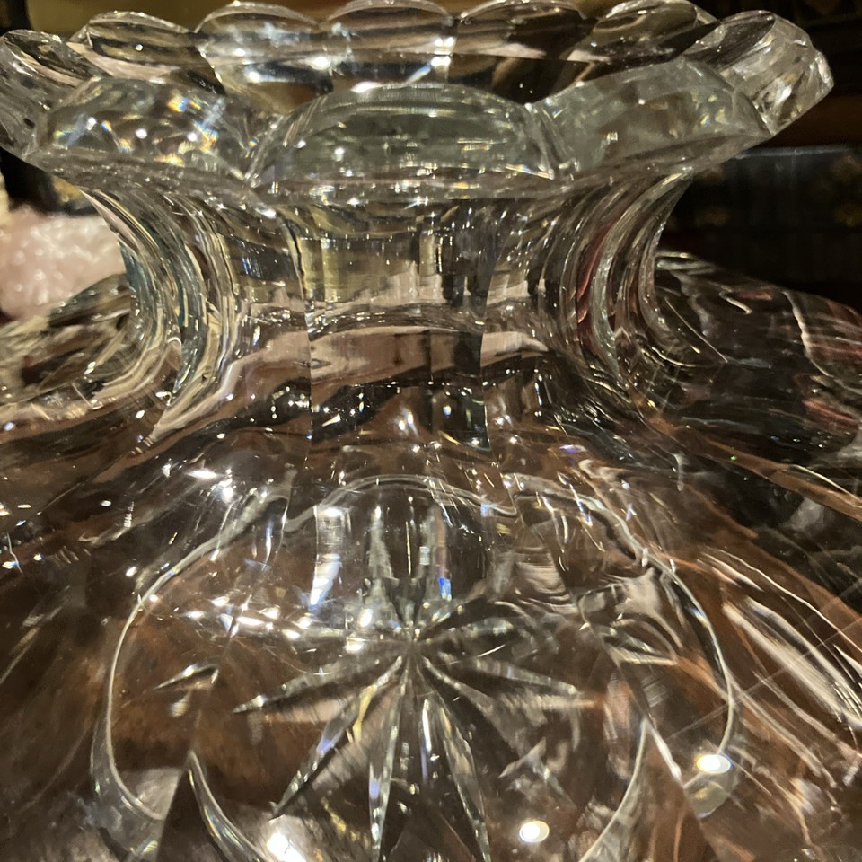 AMERICAN BRILLIANT PERIOD CUT GLASS FLOWER CENTER: VASE: HAWKES FLUTE ...