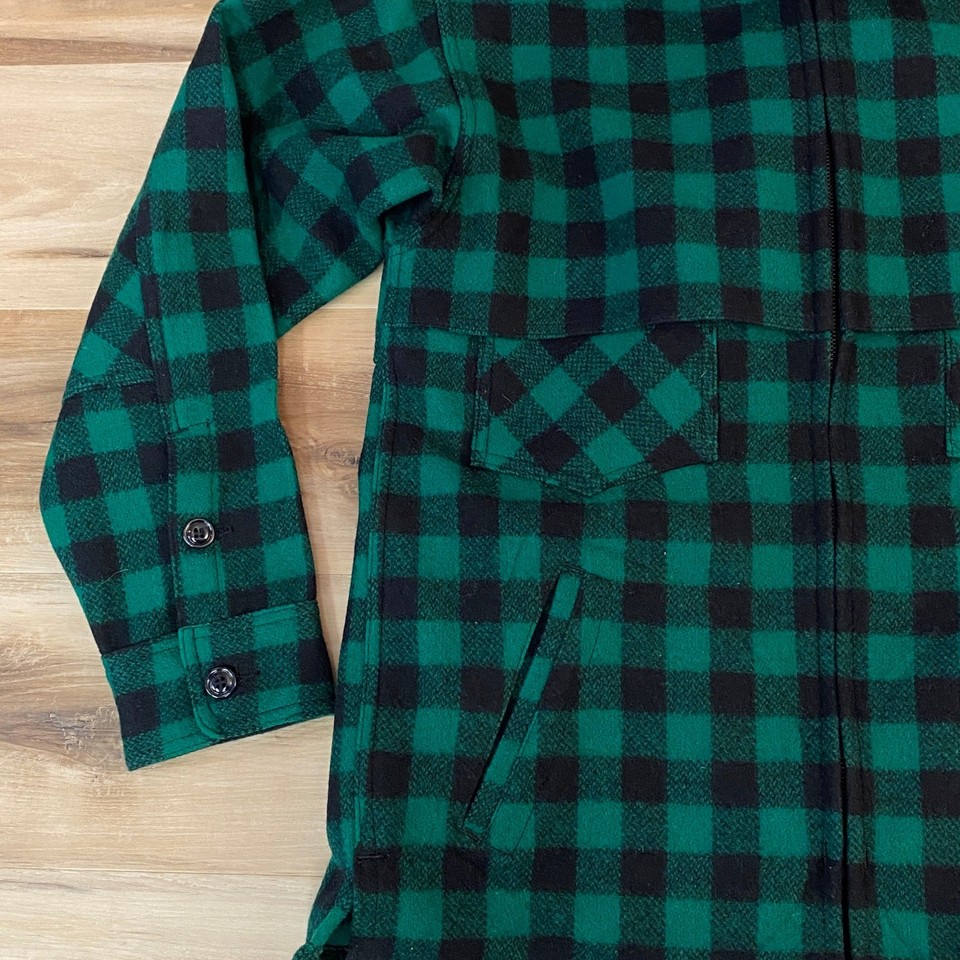 Johnson Woolen Mills Cruiser Jacket Mens Large Green Buffalo Check Zip ...