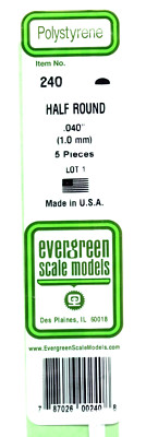 Evergreen 240 Styrene Half Round .040" .10cm pkg (5) | eBay