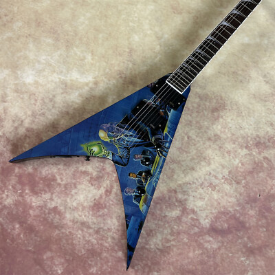 Rust in Peace Blue Flying V Electric Guitar Rosewood Fretboard, 24 ...