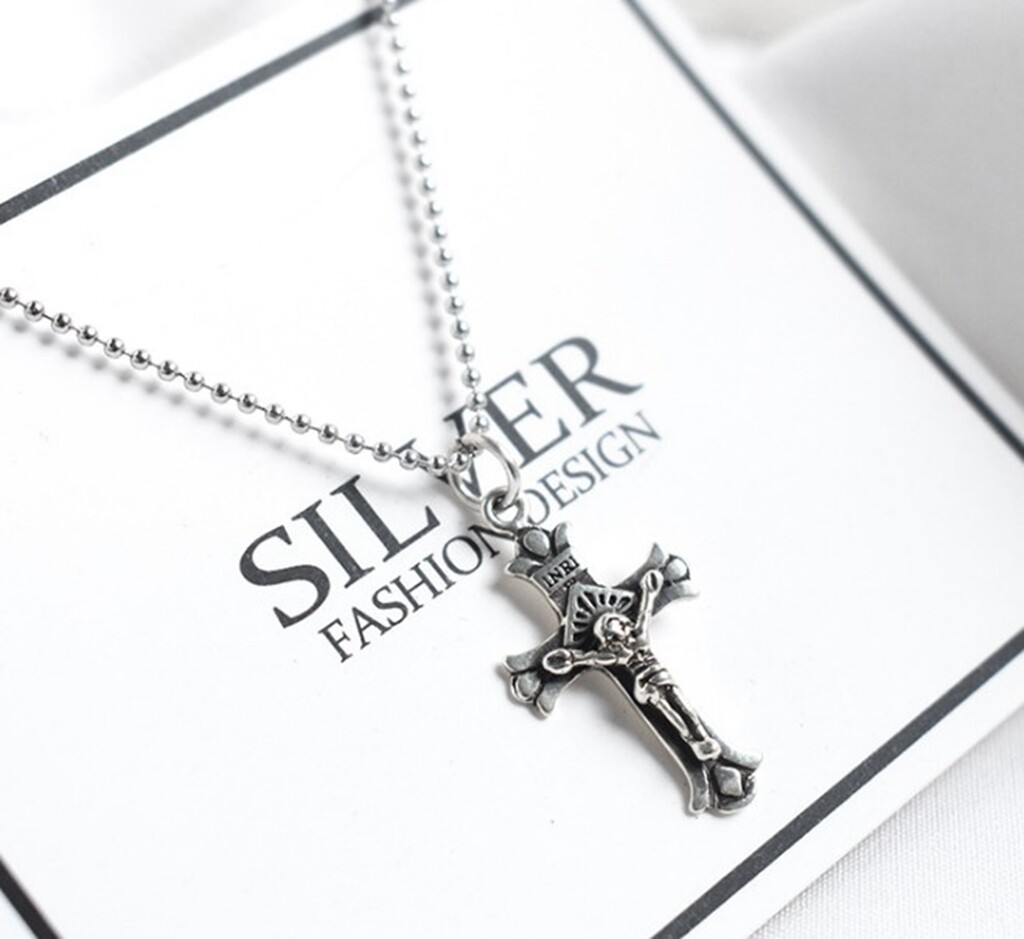 Women 925 Sterling Silver Vintage Jesus on Cross Pray Chain Necklace 16 ...