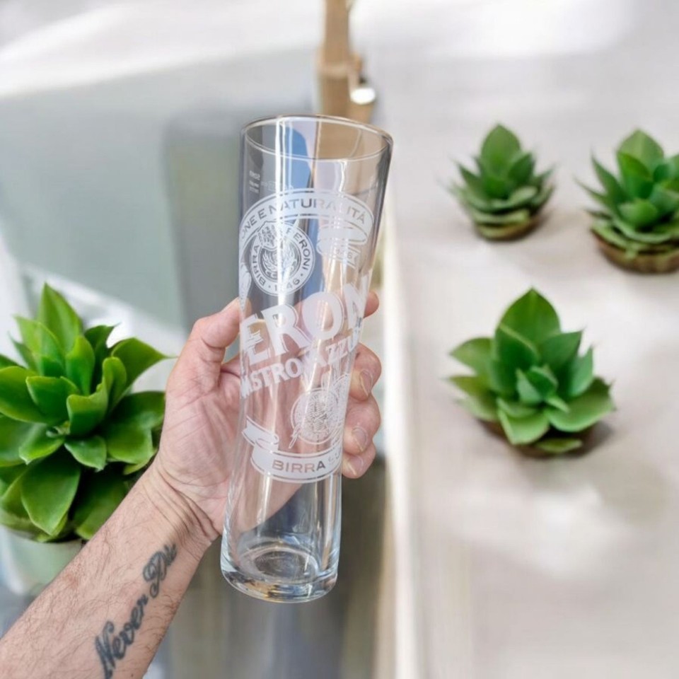 Peroni Nastro Azzuro x 4 Pint Glasses With Red Peroni Logo - New Man ...