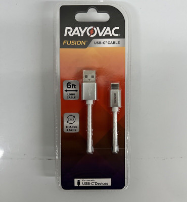 Rayovac Fusion 6 Foot USB C Cable Charging & Sync Silver 1 Pack | eBay