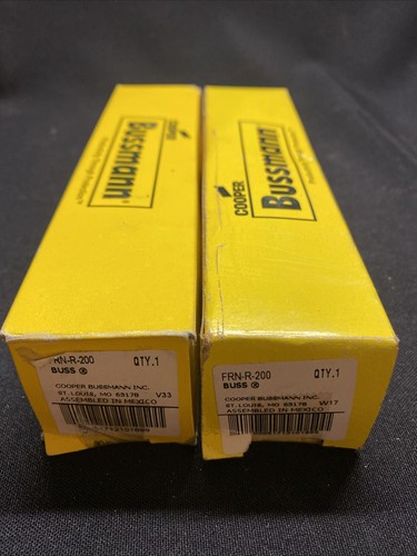 Lot Of (2) Bussman FRN-R-200 Fusetron Energy Efficient Dual Element ...