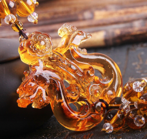 Feng Shui Liu Li Dragon and Phoenix Charm hanging amulet for Marriage ...