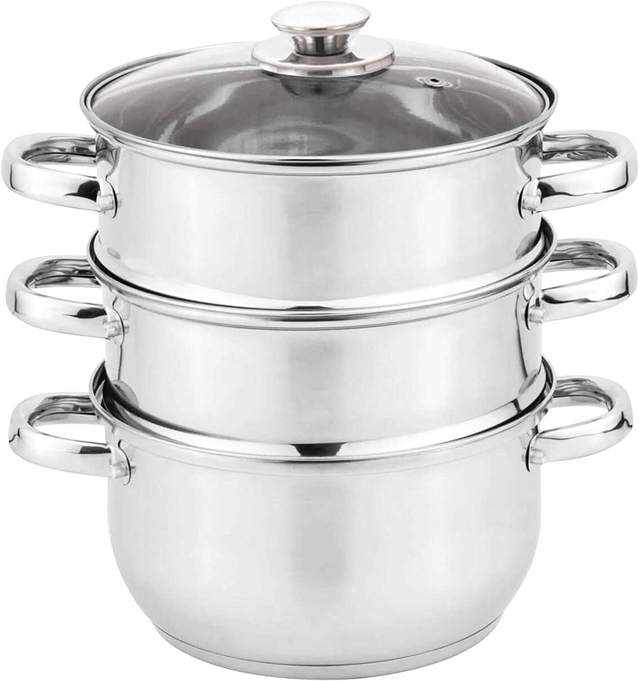 Stainless Steel Saucepan 3 Tier Steamer, Frying Pan Casserole Kitchen ...